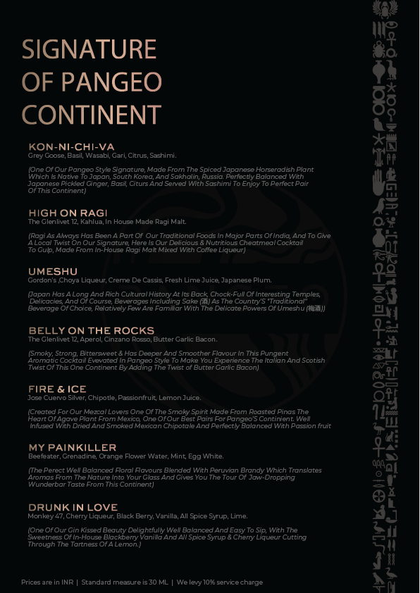 Explore Our Exquisite Global Menu | Pangeo Bengaluru